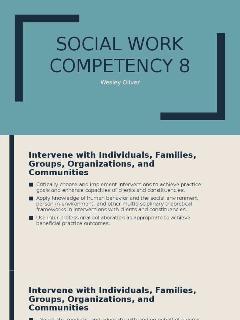 Social Work Competency 8: Wesley Oliver | PDF