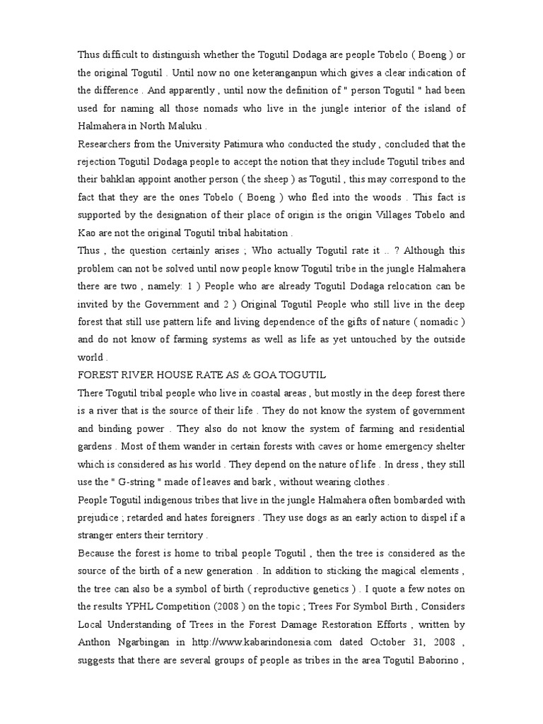 Sejarah Orang Togutil | PDF | Tribe | Trees