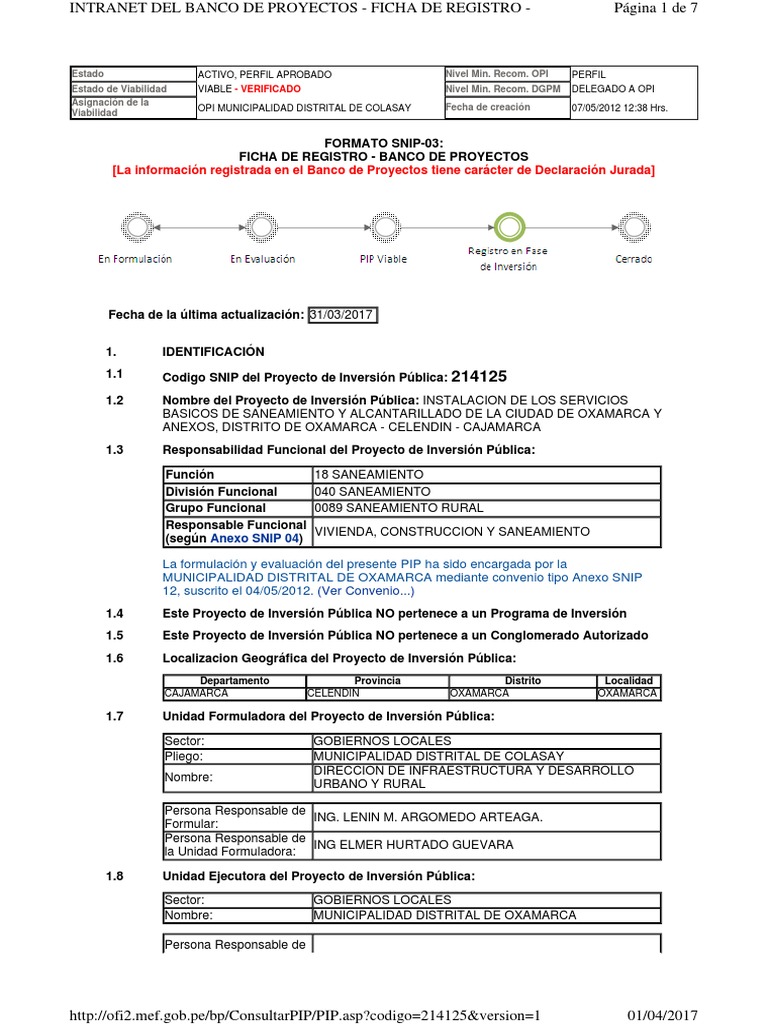 Ficha Snip | PDF | Recursos hídricos | Agua