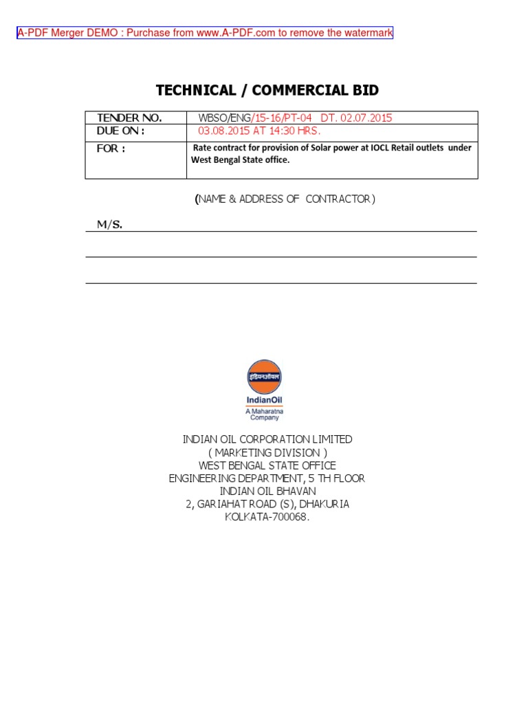 Tech Bid Doc and Solarspec PT04 R | PDF | Indemnity | Public Key ...