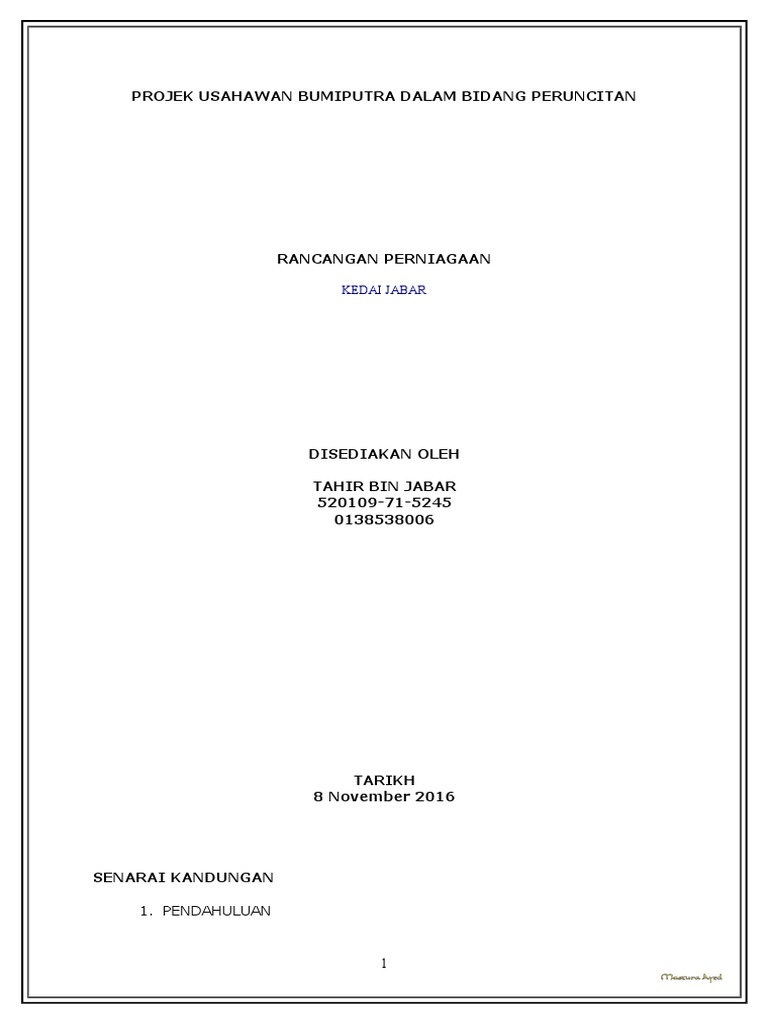 Format Rancangan Perniagaan | PDF