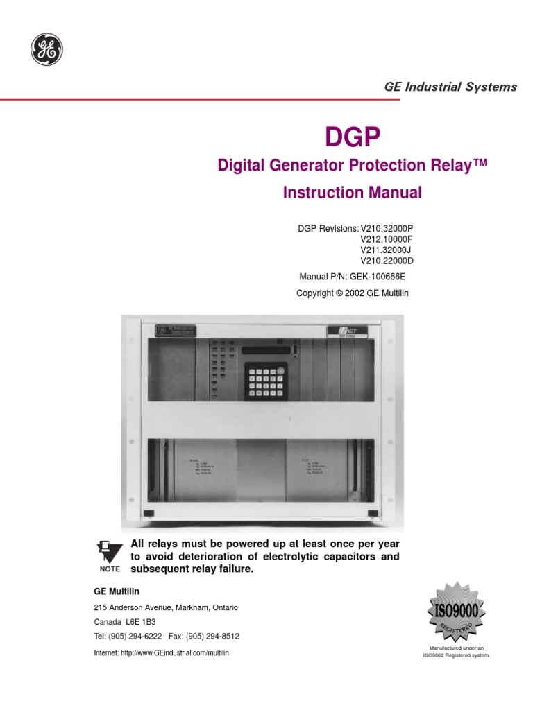 Ge-Digital Generator Protection Relay PDF | PDF | Electromagnetism ...