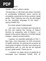 Vote of Thanks Speech Samples | PDF | Gratitude | Public Speaking