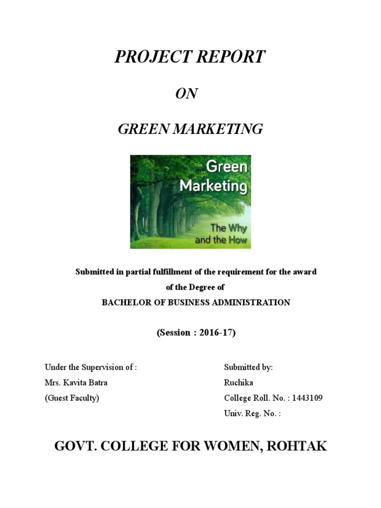 Project Report: ON Green Marketing | PDF