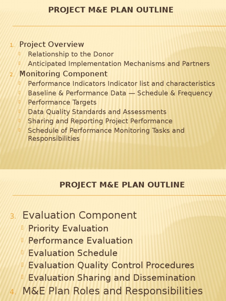 Project Overview: Project M&E Plan Outline | PDF