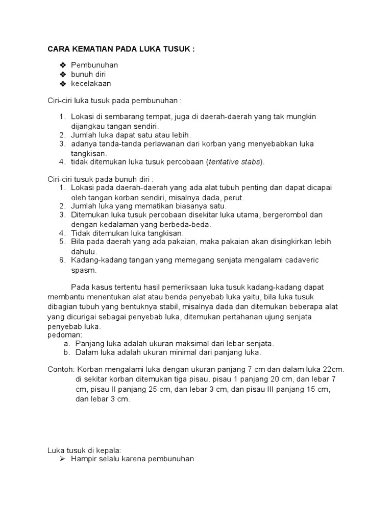 Analisis Kematian Akibat Luka Tusuk | PDF