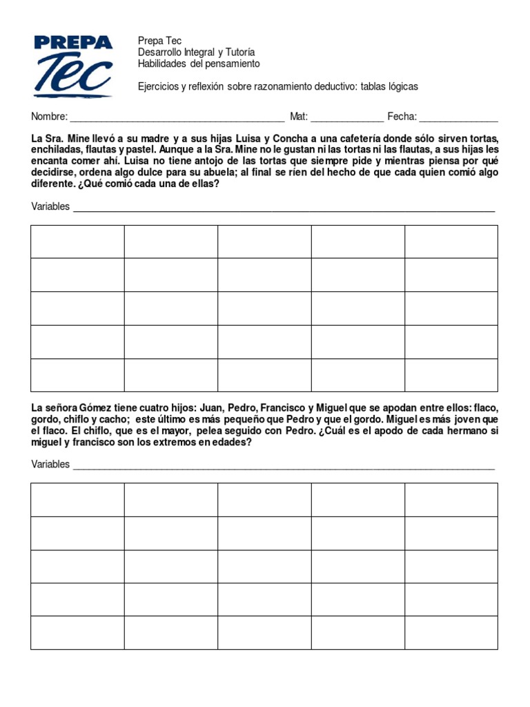 3.2 Ejercicios y Reflexion Sobre Razonamiento Deductivo, de Tablas Logicas | Descargar gratis ...