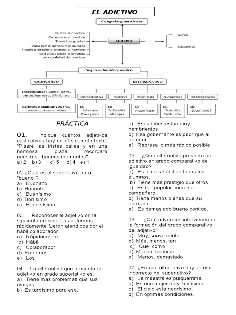 Ejercicios sobre Adjetivos y Grados | PDF | Adjetivo | Vocabulario