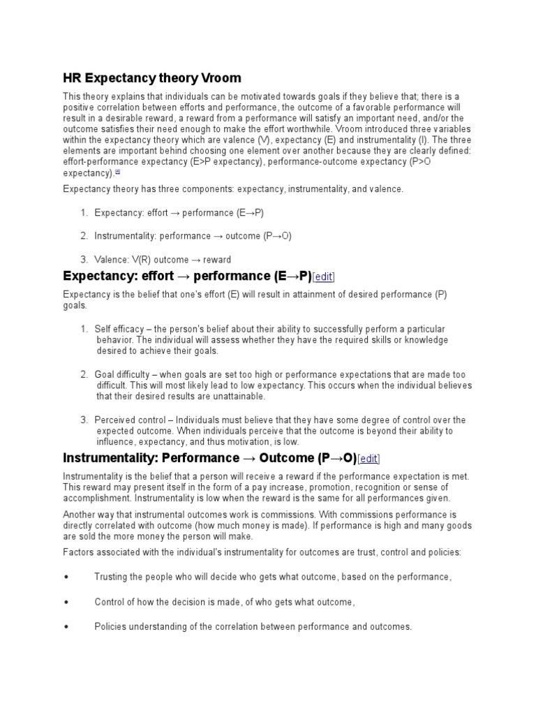 Vroom's Expectancy Theory Explained | PDF | Applied Psychology ...