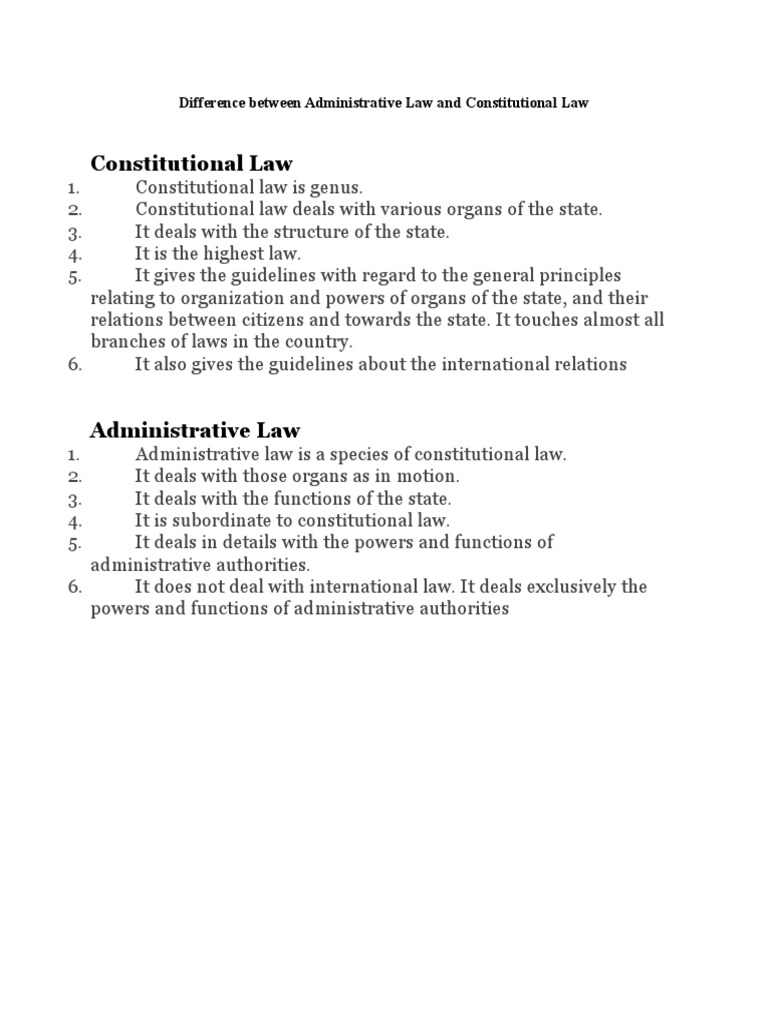 Difference Between Administrative Law and Constitutional Law | PDF ...