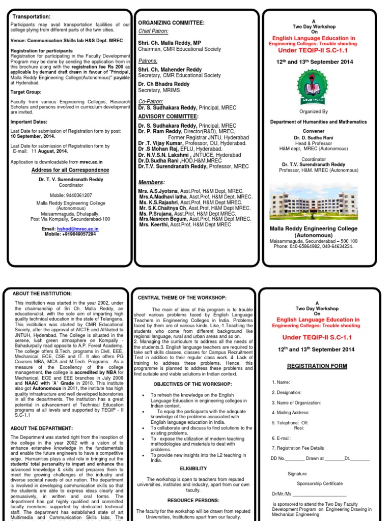 Workshop Brochure | Mechanical Engineering | Electrical Engineering