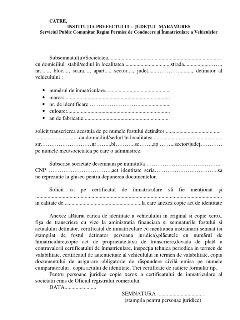 Model Cerere Transcriere | PDF