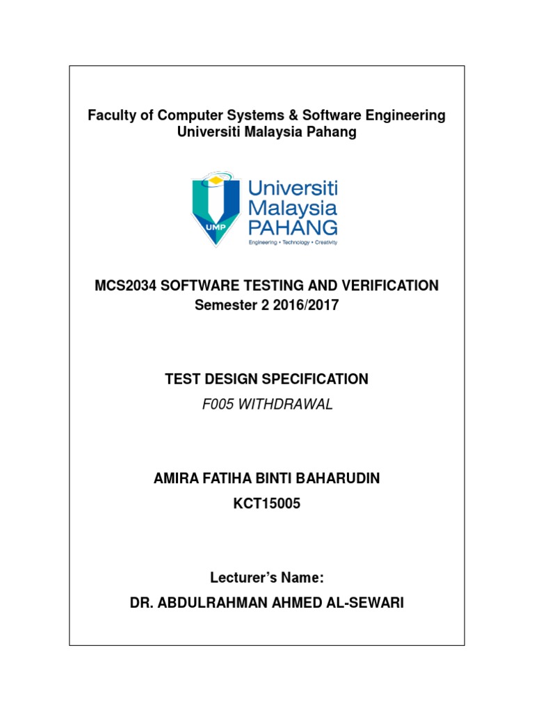 Test Design Specification | PDF | Software Testing | Quality Assurance