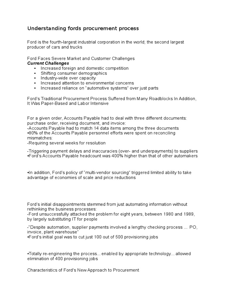 Understanding Fords Procurement Process | PDF | Accounts Payable ...