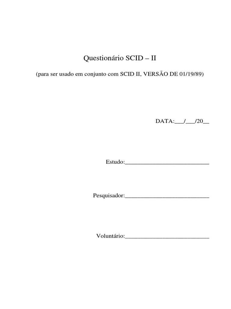 Questionário SCID II | PDF | Sentimento | Tempo