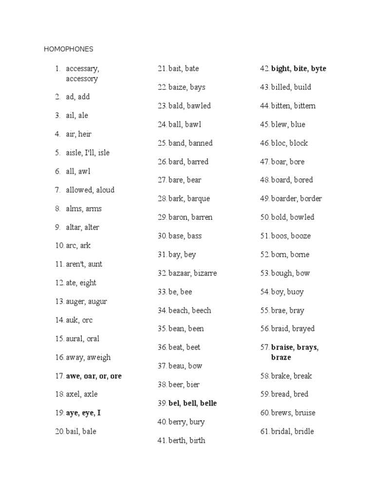 Homophones and Homonyms | Foods | Nature
