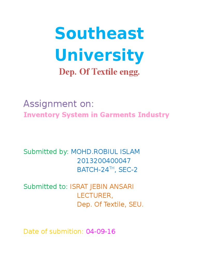 Inventory System in Garments Industry | PDF | Dyeing | Textiles