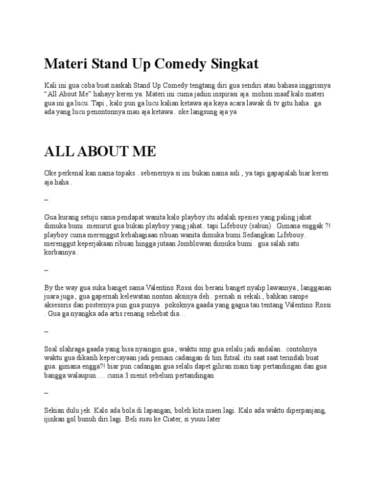 Materi Stand Up Comedy | PDF