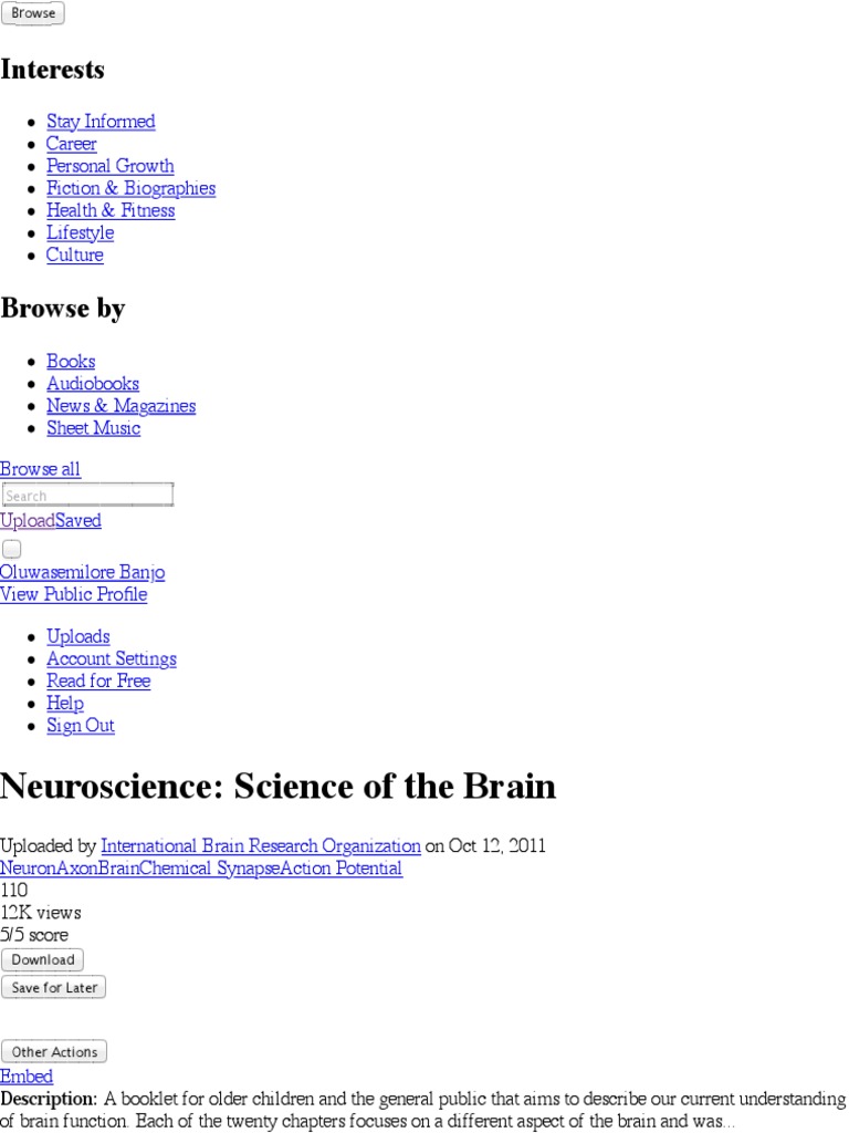 Neuroscience: Science of The Brain - Neuron PDF | PDF | Cognitive ...