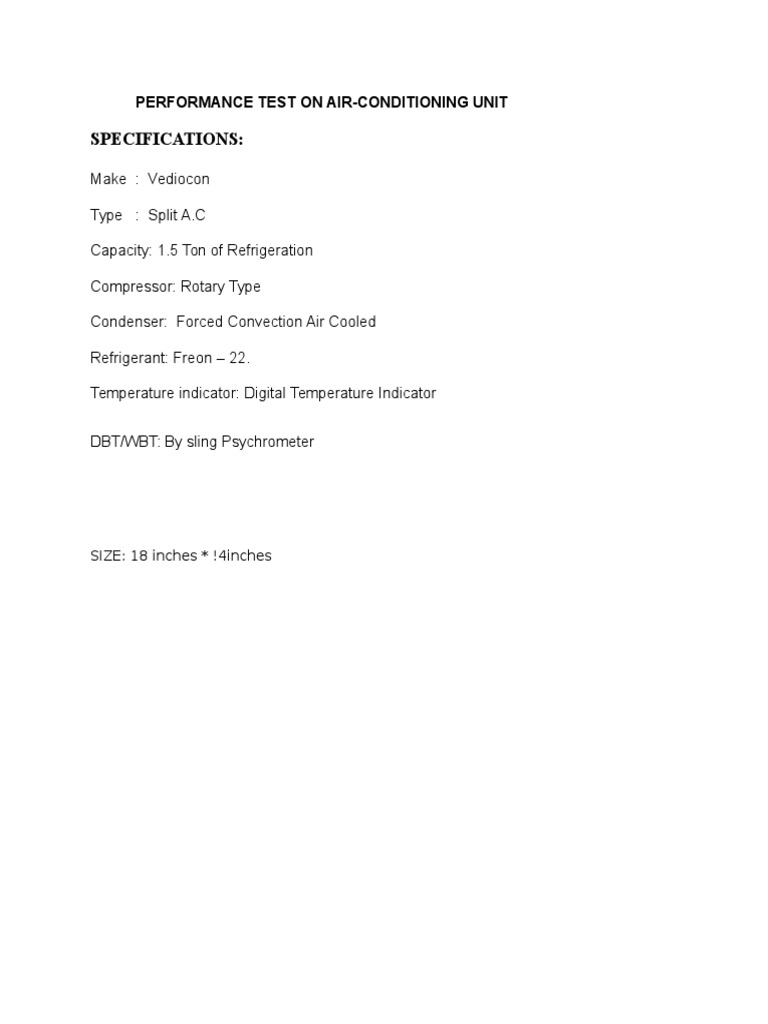 Performance Test On Airconditioning Unit | PDF | Technology & Engineering