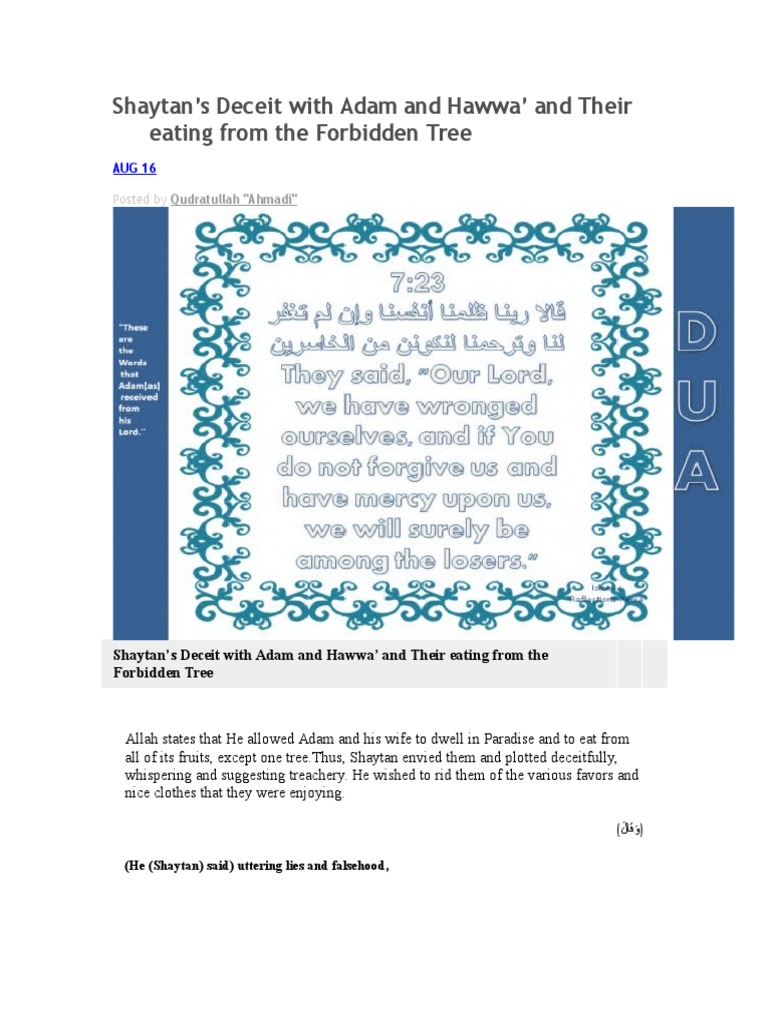 Adam Dua | Religious Belief And Doctrine | Abrahamic Religions