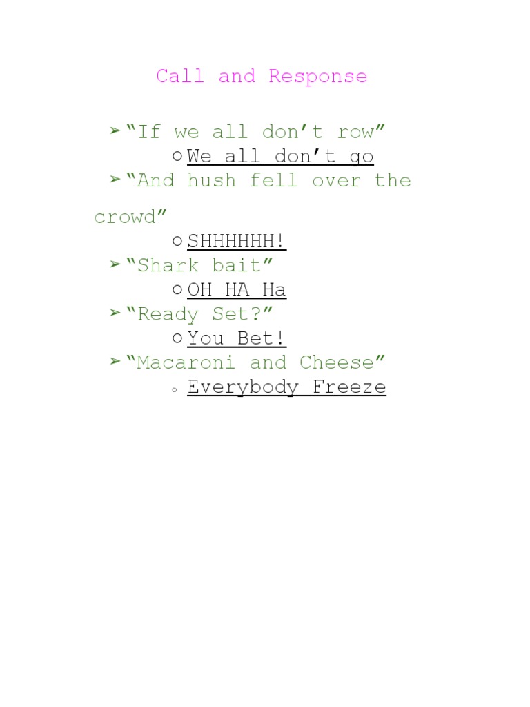 Call and Response Activities Guide | PDF