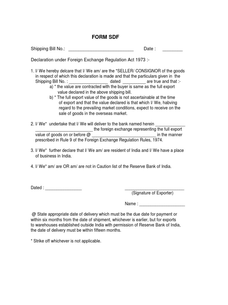 SDF Form | PDF
