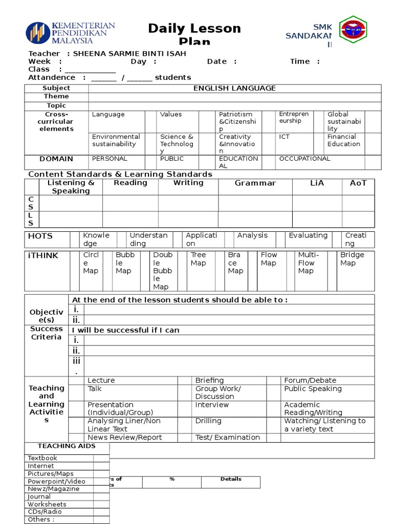 KSSM Lesson Plan | PDF | Lesson Plan | Pedagogy