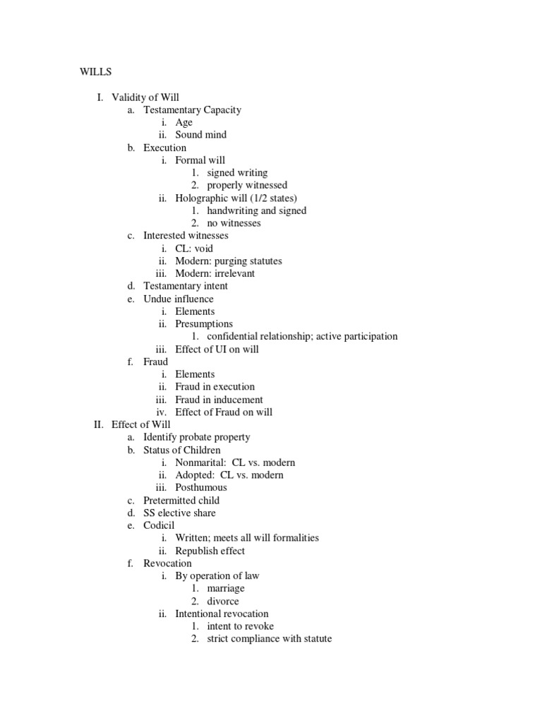 Wills and Trusts (Short Outline) | PDF | Will And Testament | Trust Law