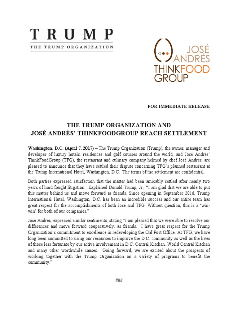 Statement From The Trump Organization | PDF
