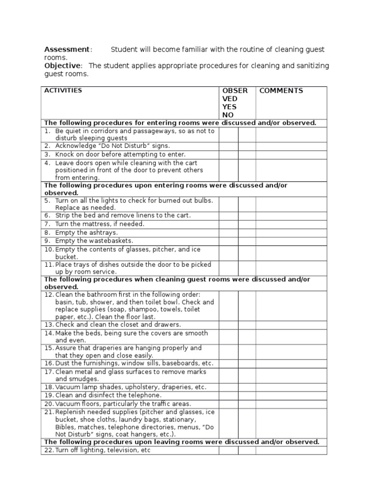 Housekeeping Training Procedures Guide | PDF | Washing Machine ...