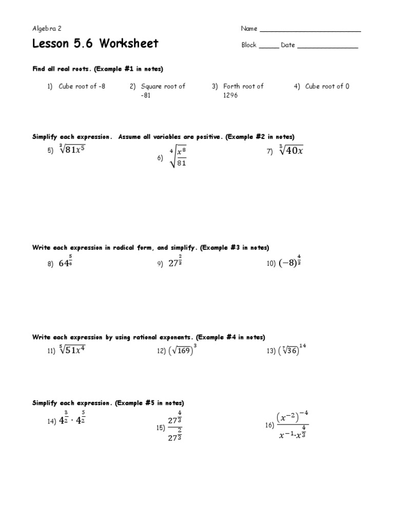 Lesson 5 6 Worksheet | PDF