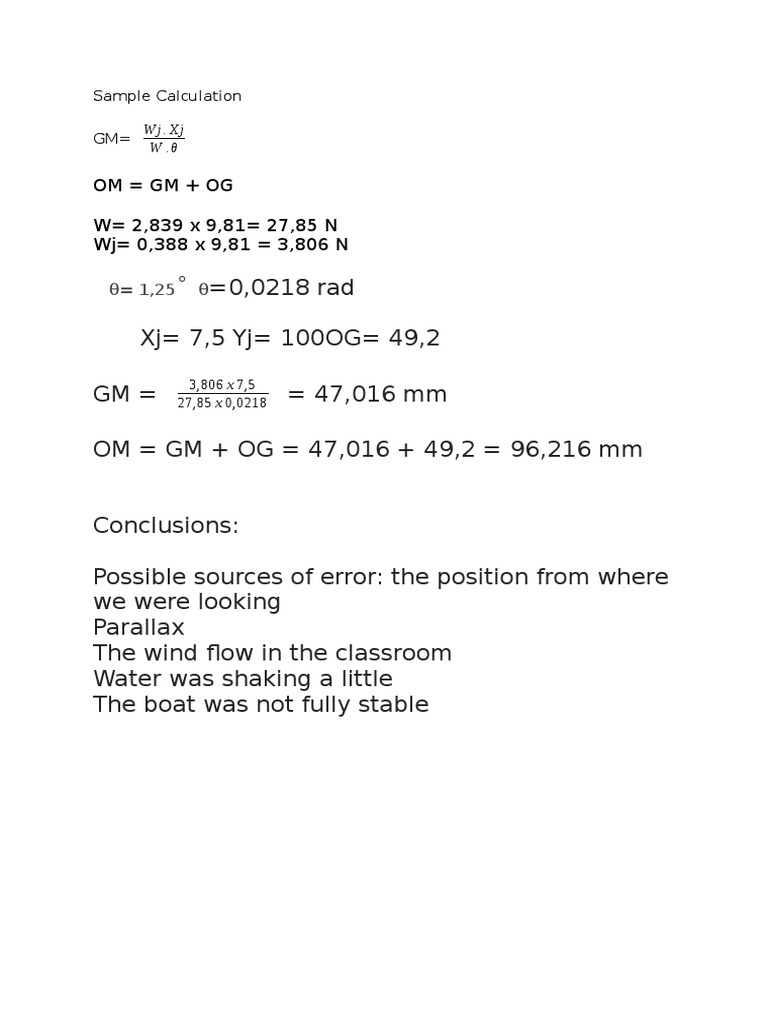 Sample Calculation | PDF