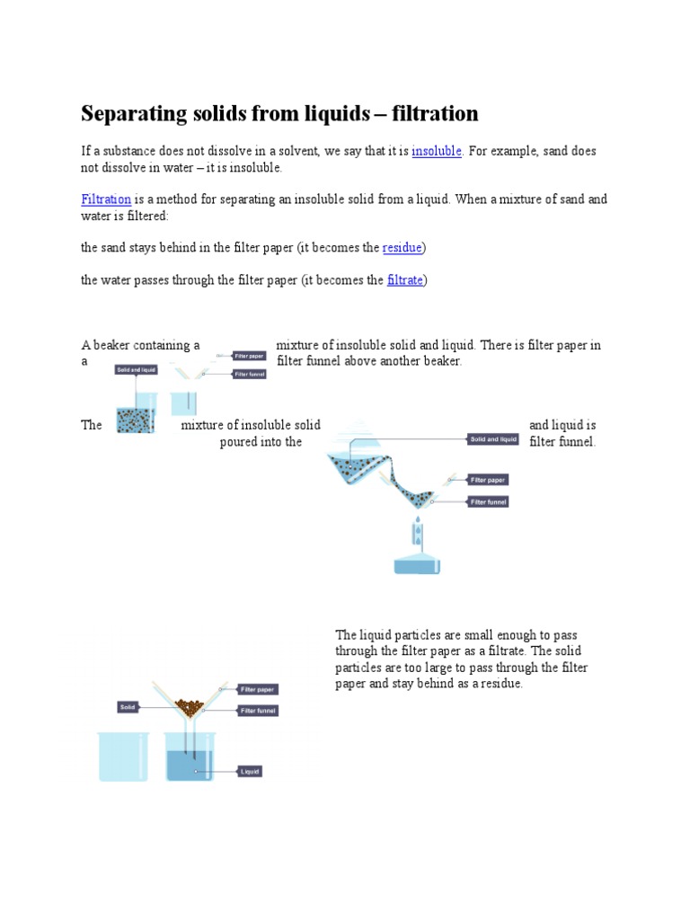 Separating Solids From Liquids | PDF | Filtration | Solubility