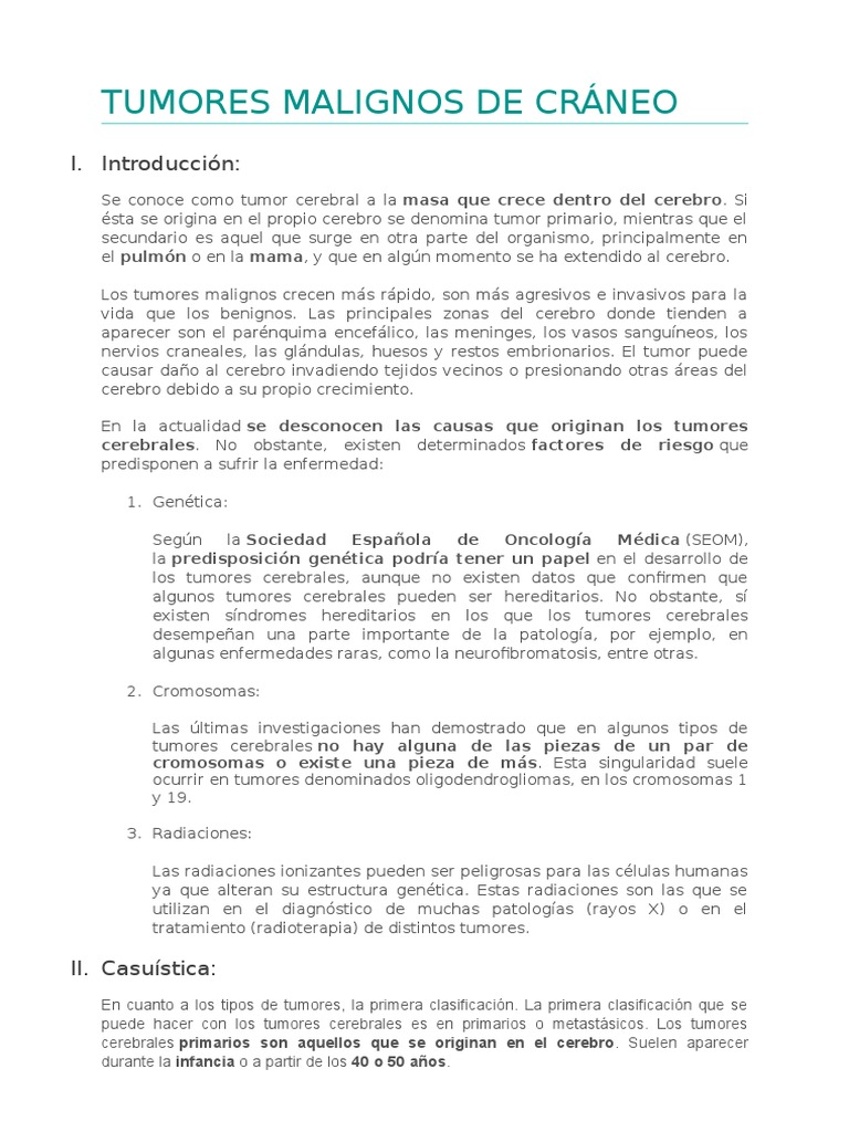 Comprensión de los tumores malignos de cráneo: clasificación, causas y ...
