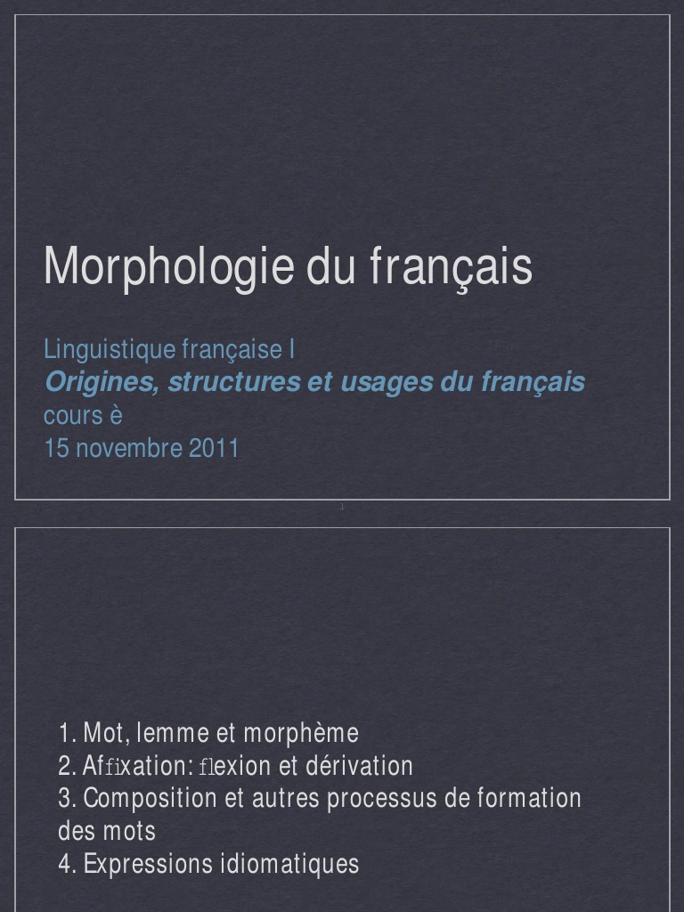 Morphologie du français : Concepts clés | PDF | Nombre grammatical | Verbe