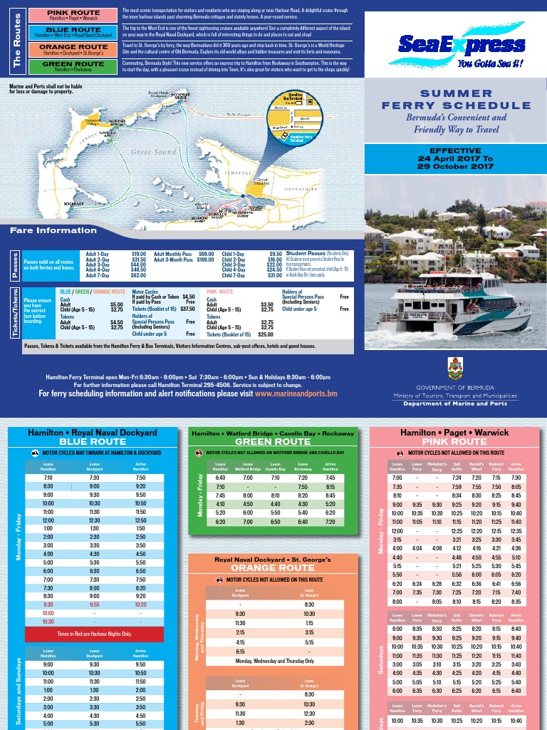 Summer Ferry Schedule 2017 | PDF | Bermuda | Service Industries