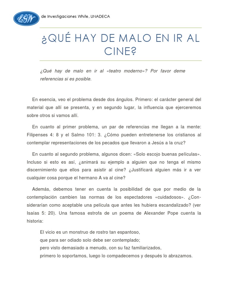 Críticas cristianas al cine y teatro | PDF | Teatro | Moralidad