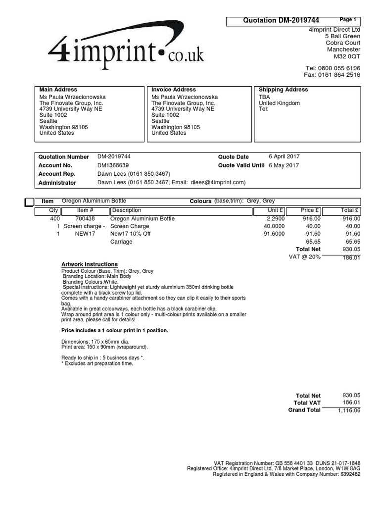 4imprint Quote | PDF | Business