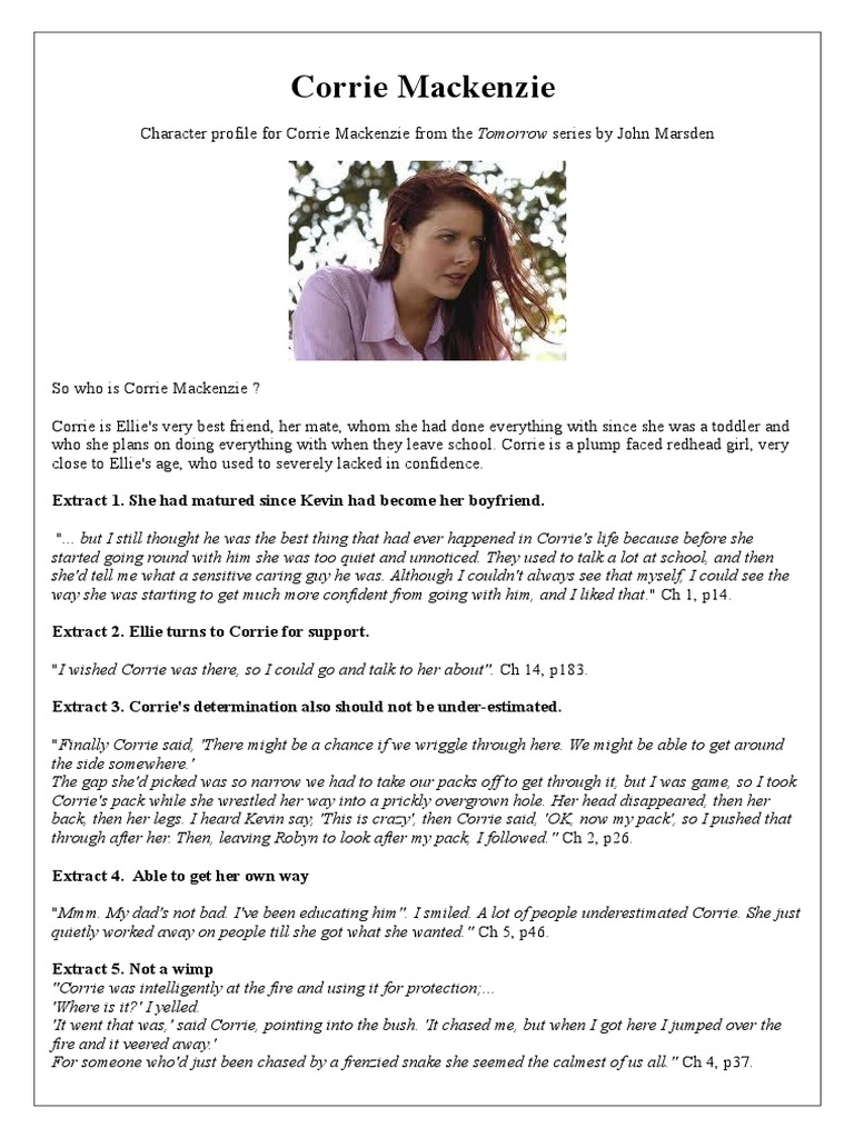 A Study in Resilience: Character Analysis of Corrie Mackenzie from the ...