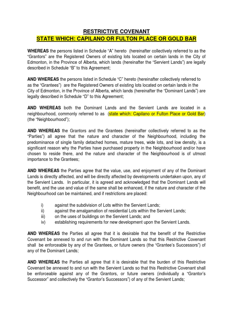 Edmonton Restrictive Covenant Guidelines | PDF | Covenant (Law) | Land Lot