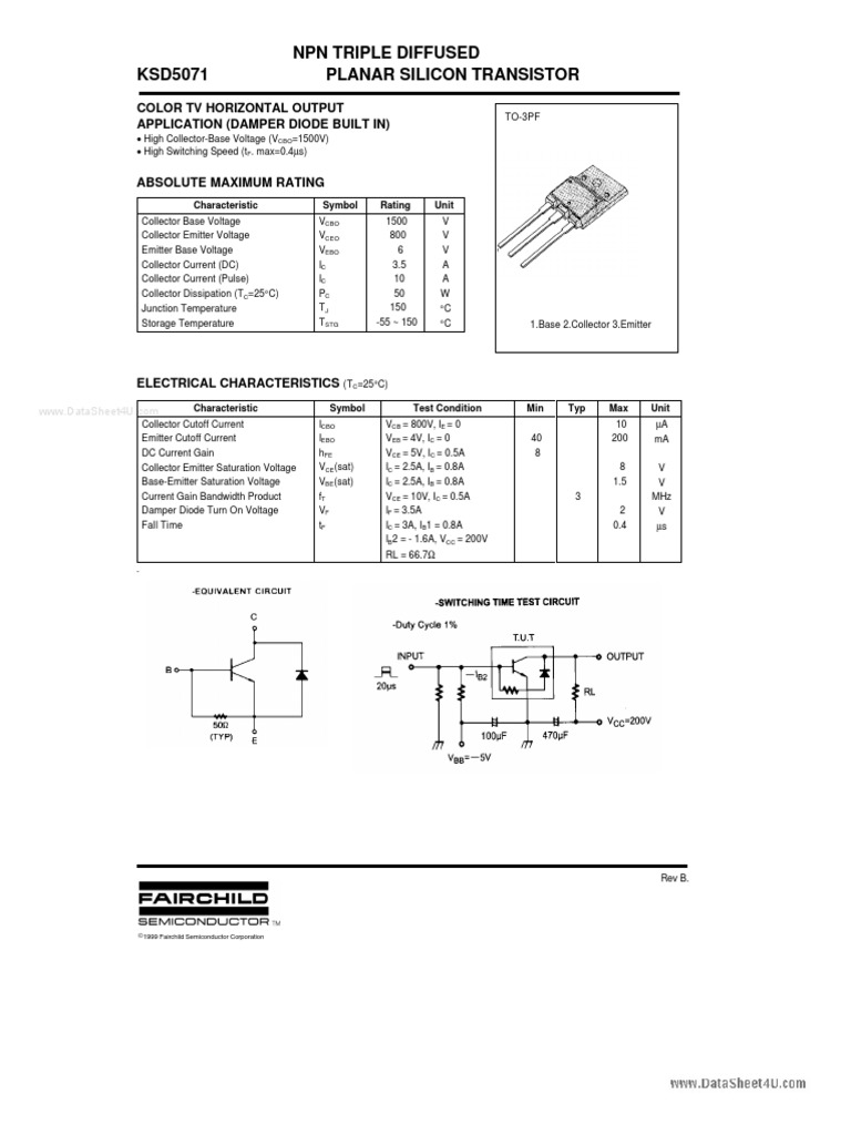 D5071 | PDF | Bipolar Junction Transistor | Semiconductors