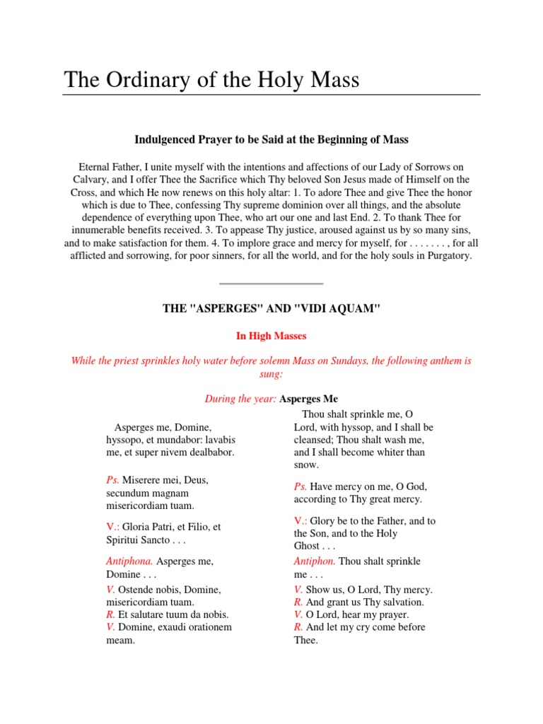 The Ordinary of the Holy Mass Extraordinary Form.pdf | Eastern ...