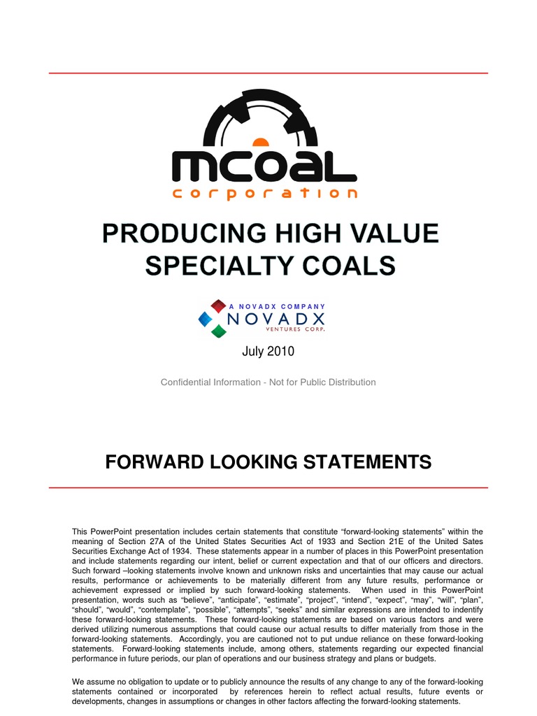 MCoal Coal July Investor Slides | PDF | Net Present Value | Mining