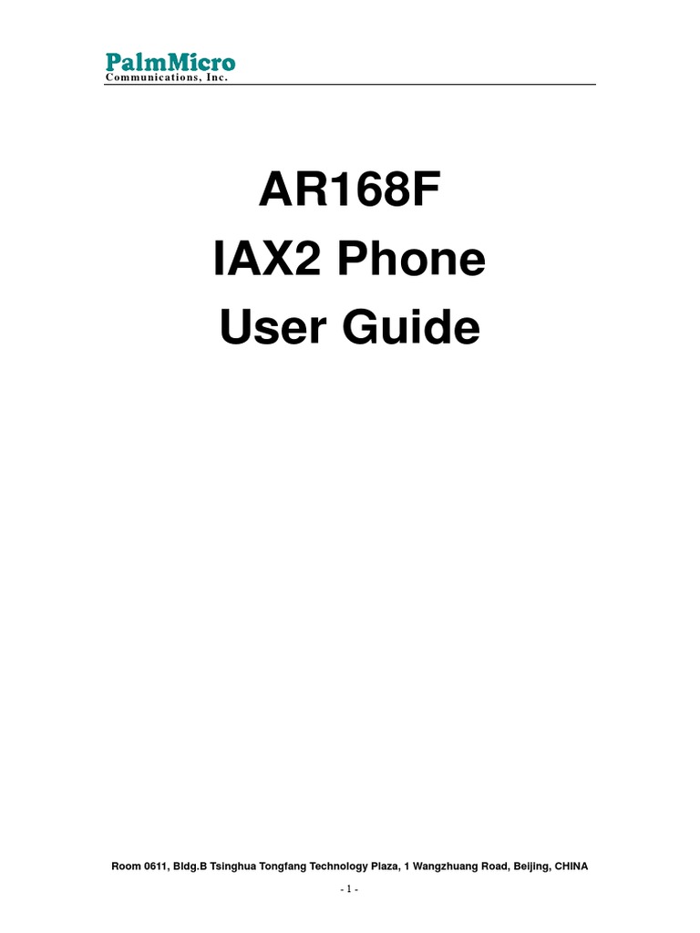 AR168F IAX2 Phone User Guide: Communications, Inc | PDF | Ip Address ...