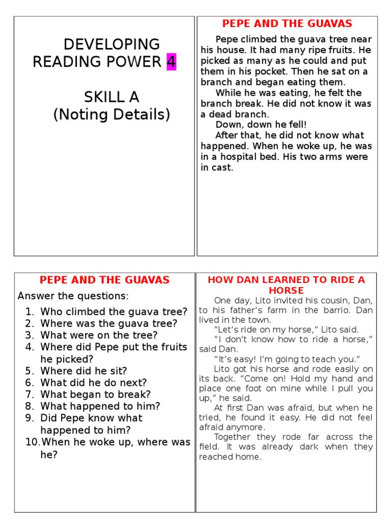 DRP Grade 4 Skill A1 | PDF | Leisure