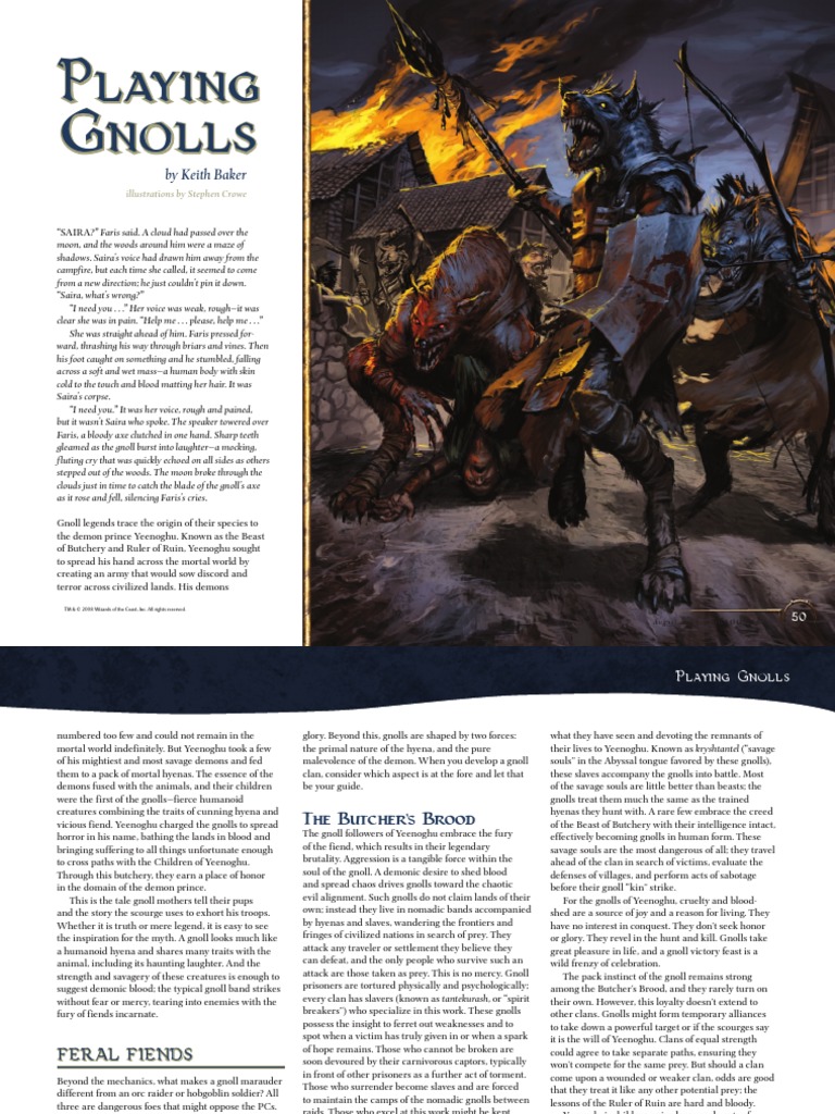 Playing Gnolls: by Keith Baker | PDF | Races And Factions Of Warcraft | Demons