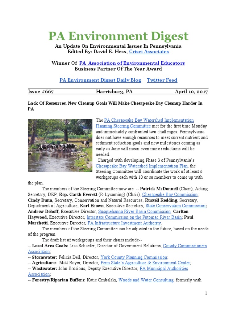 Pa Environment Digest April 10, 2017 | PDF | United States ...