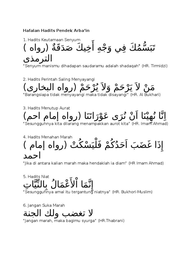 Hafalan Hadits Pendek | PDF