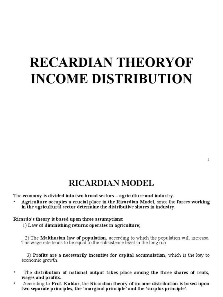 Ricardian or Classical Theory of Income Distribution | PDF | Labour ...